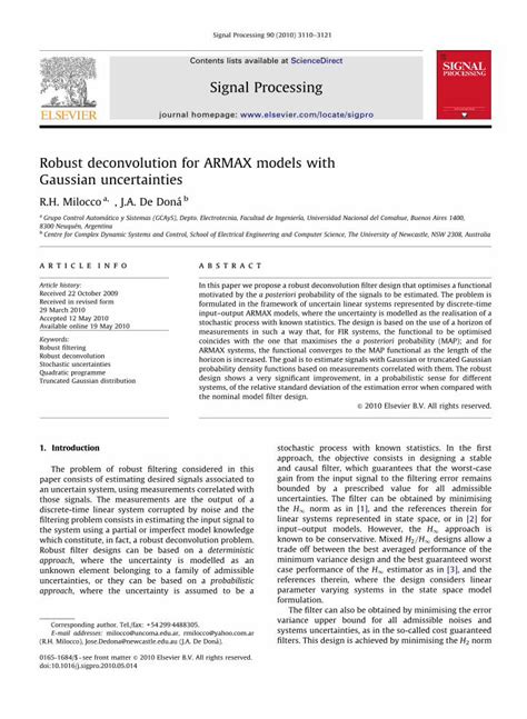 PDF Robust Deconvolution For ARMAX Models With Gaussian Uncertainties DOKUMEN TIPS