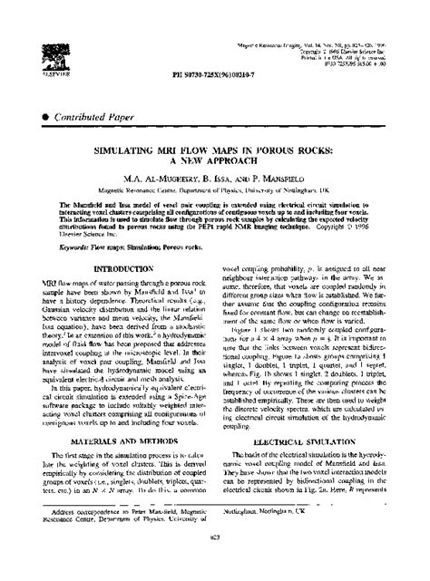 Pdf Simulating Mri Flow Maps In Porous Rocks A New Approach