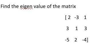 Solved Find The Eigen Value Of The Matrix Chegg Com