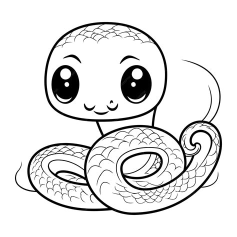 어린이를 위한 색칠 책 귀여운 코브라 ⁇ 터 일러스트레이션 프리미엄 벡터