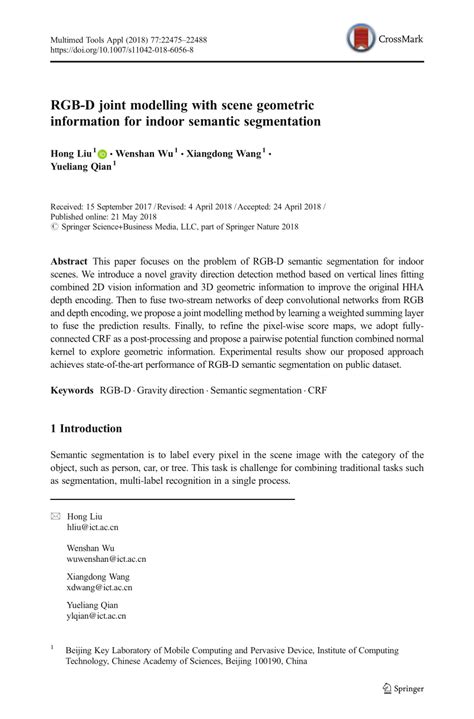 Pdf Rgb D Joint Modelling With Scene Geometric Information For Indoor