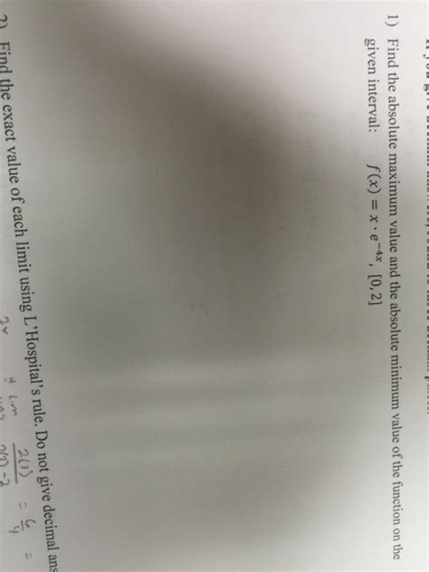 Solved Find The Absolute Maximum Value And The Absolute Chegg Com