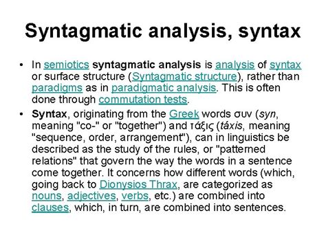 Paradigmatic And Syntagmatic Analysis Paradigmatic Analysis Vertical