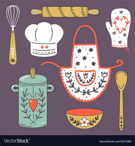 Colorful Collection Baking Items Cute Royalty Free Vector