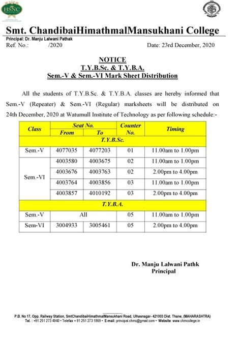 Ty Bsc And Ty Ba Sem V And Sem Vi Mark Sheet Distribution Smt
