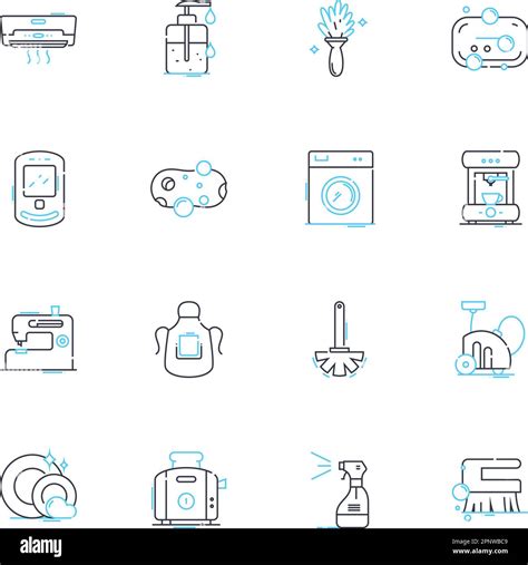 cleaning company linear icons set disinfecting sanitizing tidying