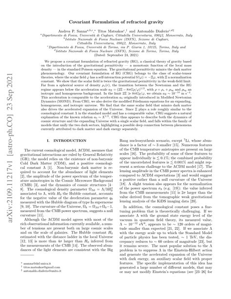 Pdf Covariant Formulation Of Refracted Gravity