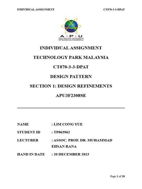 Lim Cong Yue Tp063962 Design Pattern Section 1 Pdf Class
