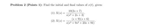 Solved Problem 2 Points 1 Find The Initial And Final