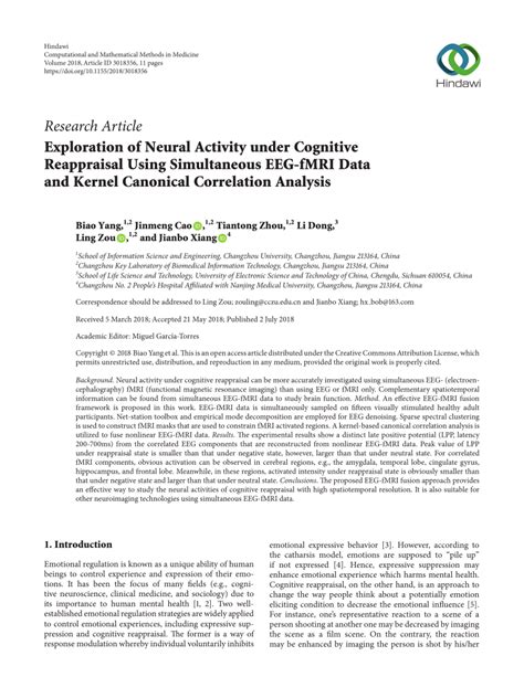 Pdf Exploration Of Neural Activity Under Cognitive Reappraisal Using Simultaneous Eeg Fmri