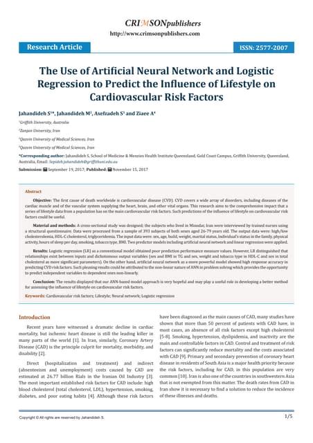 The Use Of Artificial Neural Network And Logistic Regression To Predict