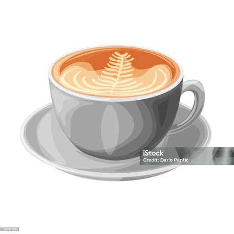 카푸치노 커피 머그잔 만화 현실적인 벡터 일러스트 고립 된 다채로운 아이콘 가루로 빻은에 대한 스톡 벡터 아트 및 기타 이미지