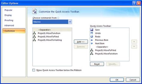 Adding Macros To Outlooks Quick Access Toolbar