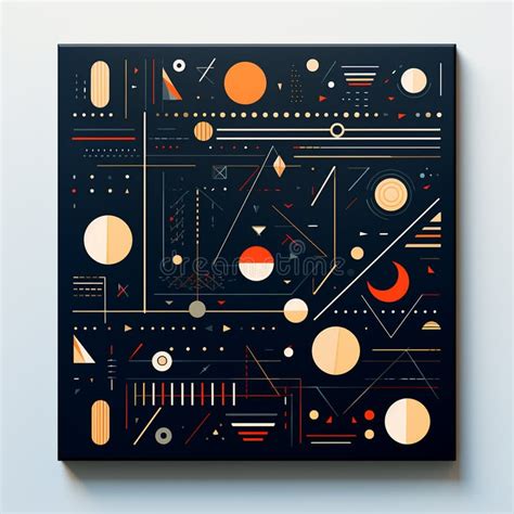 Abstract Geometric Pattern With Circles Lines And Dots Vector