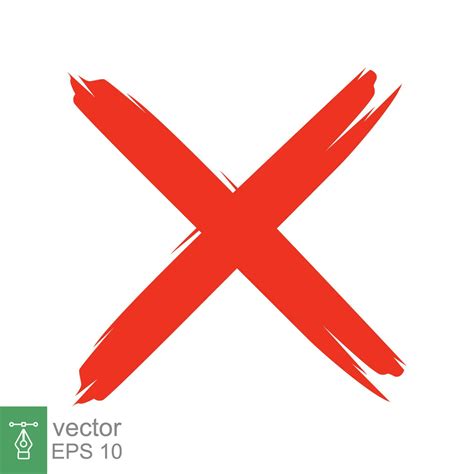 Red X Wrong Sign Abstract Cross Mark Brush Style Cancel Danger Concept Flat Symbol Vector