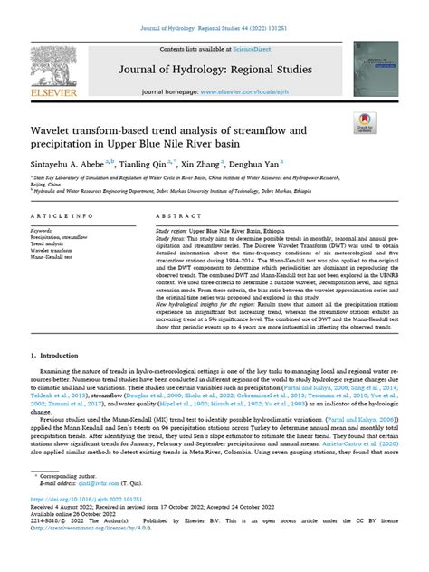 Wavelet Transform Based Trend Analysis Of Streamflow And Pdf