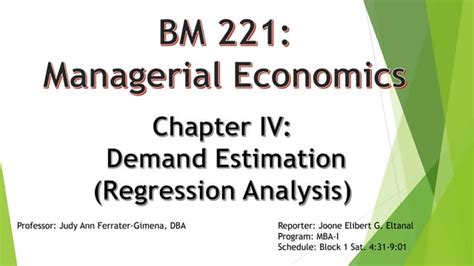 Managerial Economics Demand Estimation Regression Analysis Pptx
