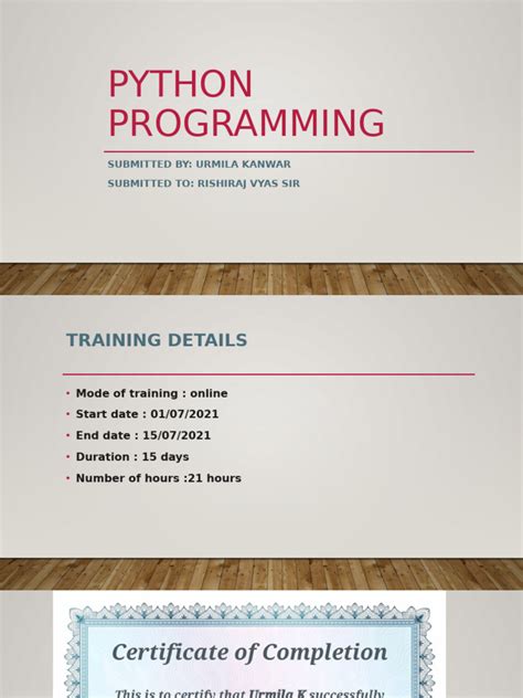 Industrial Training Python Programming Pdf Python Programming