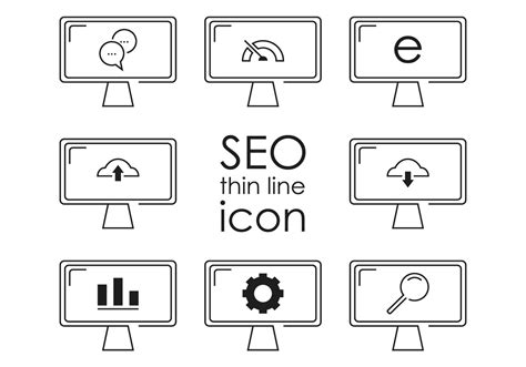 Thin Line SEO Icon Vectors Vector Art At Vecteezy