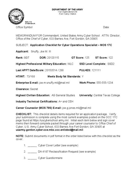 Memo Template Army Financial Report