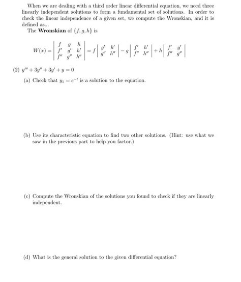 Solved When We Are Dealing With A Third Order Linear