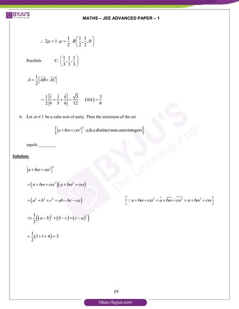 Jee Advanced 2019 Maths Paper 1 Question And Solutions Download Pdf