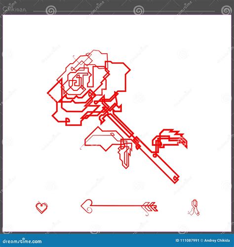 The Rose Flower Icon Is Created By A Straight Line Continuous Stock Vector Illustration Of