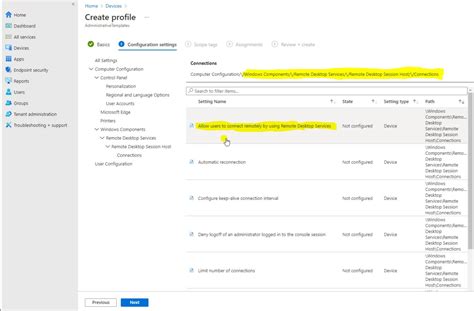 Enable Remote Access With Configuration Profile In Intune Endusersupports