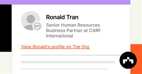 Ronald Tran Senior Human Resources Business Partner At Carf