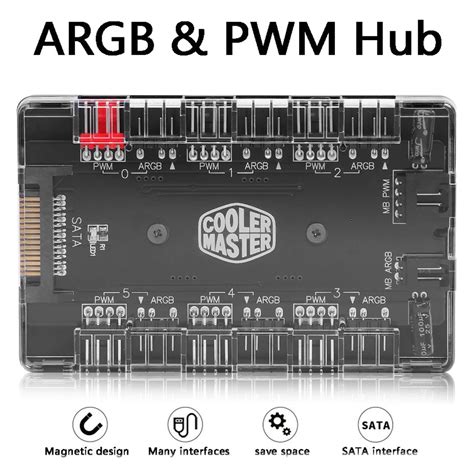 Pin PWM Pin Addressable RGB Adapter To Six Multi Means Splitter PWM ARGB Fan HUB Plug Play