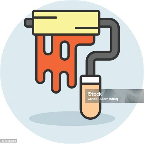 페인트 롤러 도구 개념 핸디맨 장비 벡터 아이콘 디자인 오프셋 인쇄 기호 디지털 프린터 서비스 표지판 cmyk 컬러 인쇄 장비