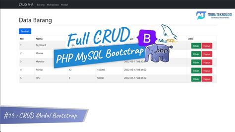 Full CRUD PHP MySQL Bootstrap CRUD Modal Bootstrap Terbaru YouTube