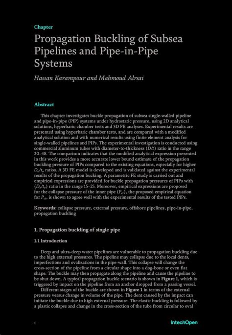 Pdf Chapter Propagation Buckling Of Subsea Pipelines And Pipe Investigates The Effect Of