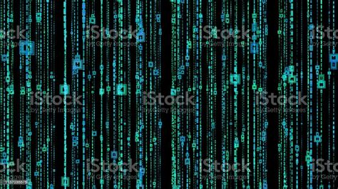 떨어지는 이진 코드 데이터입니다 검정색 배경에 멀티 컬러 기호 0명에 대한 스톡 사진 및 기타 이미지 0명 3차원 형태