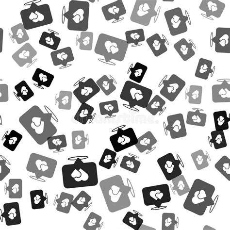 black map pointer with heart icon isolated seamless pattern on white