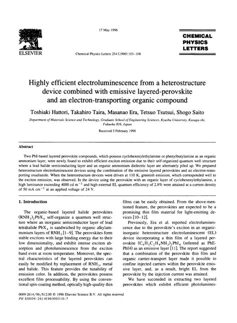 Pdf Highly Efficient Electroluminescence From A Heterostructure Device Combined With Emissive