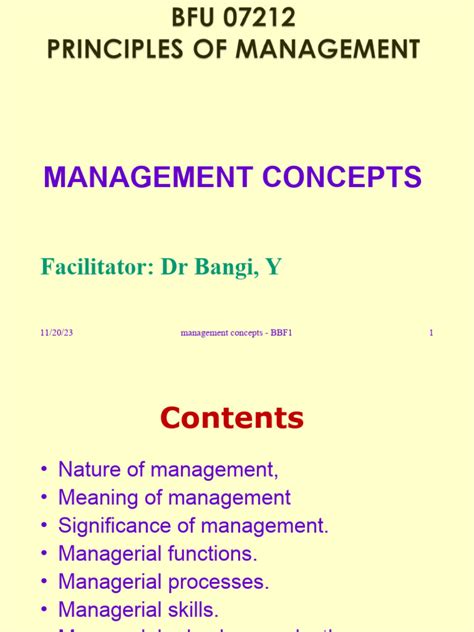 lecture 1 management concepts pdf leadership efficiency