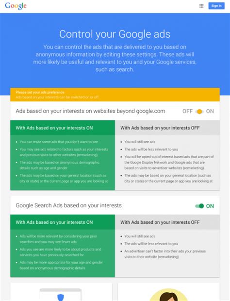 Google Redesigns User Ad Settings Page