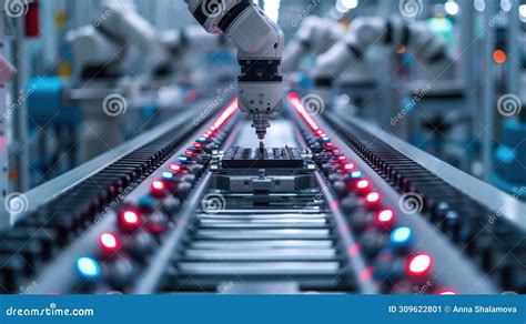 Advanced Robotics And Automation On Modern Manufacturing Assembly Line Stock Image