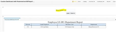 embedding a parameterised bi report within a dashboard in oracle hcm