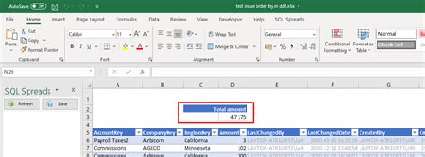 Add Totals Row Using Sql Spreads