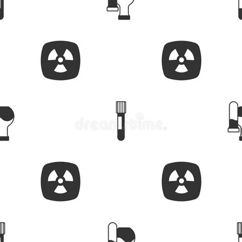 Set Test Tube And Radioactive On Seamless Pattern Vector Stock Vector