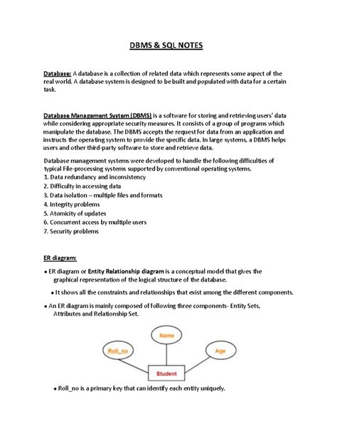 Dbms Sql Queries Dbms Short Note Dbms And Sql Notes Database A