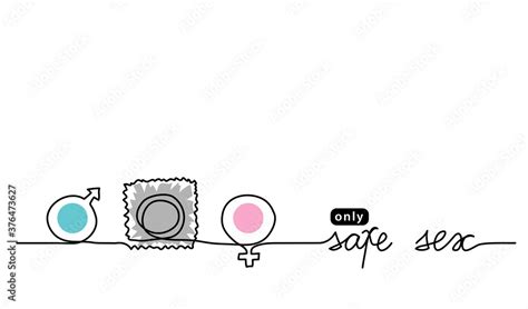 Vecteur Stock Only Safe Sex Simple Background Web Banner Poster With Man And Woman Signs And Vecteur Stock Only Safe Sex Simple Background Web Banner Poster With Man And Woman Signs And
