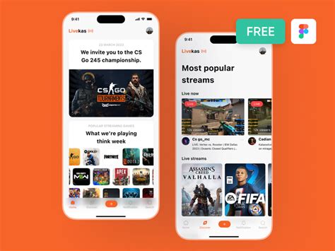 Game Streaming App UI Freebie Supply