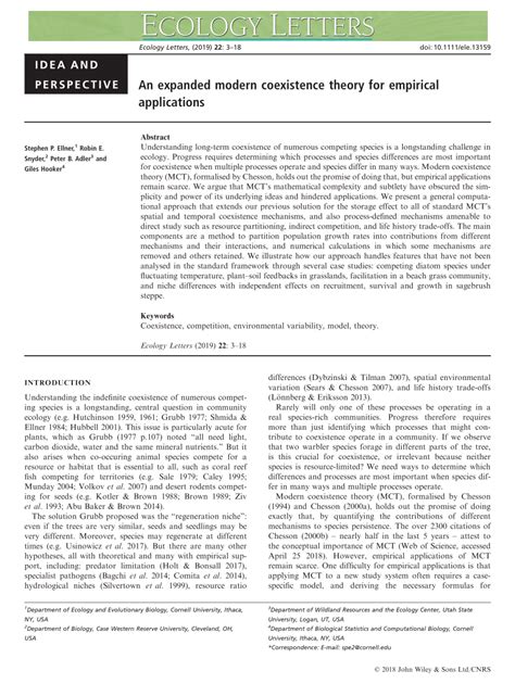 An Expanded Modern Coexistence Theory For Empirical Applications Request Pdf
