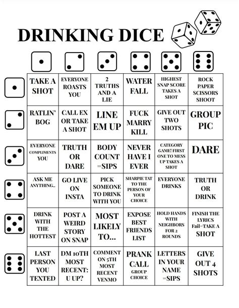 Drinking Dice Filled In Etsy Uk Fun Drinking Games Drinking Games For Parties Drinking Games