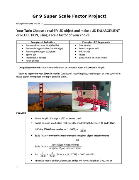 Gr 9 Scale Factor Project Gr 9 Super Scale Factor Project Group Members Up To 3 Studocu
