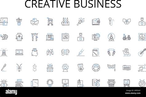 Creative Business Line Icons Collection Workspace Meeting Office