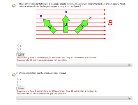 Solved 1 Three Different Orientations Of A Magnetic Dipole